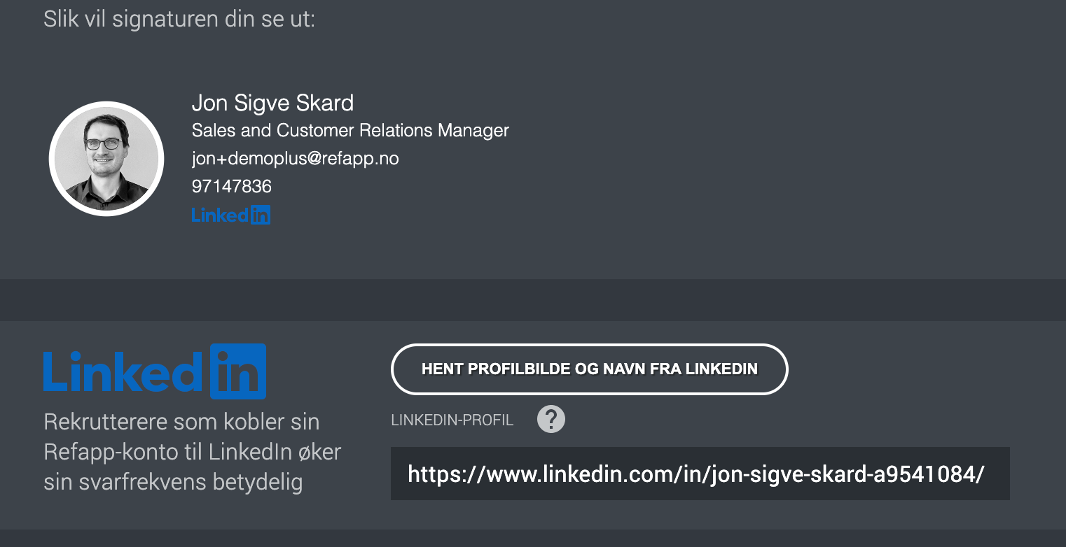 Hvordan kobler jeg Refapp-appen til LinkedIn-profilen min?